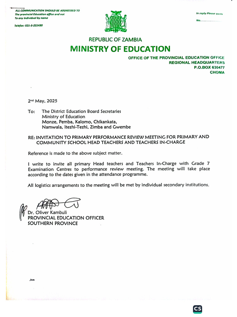 Invitation To Performance Review Meeting | PDF