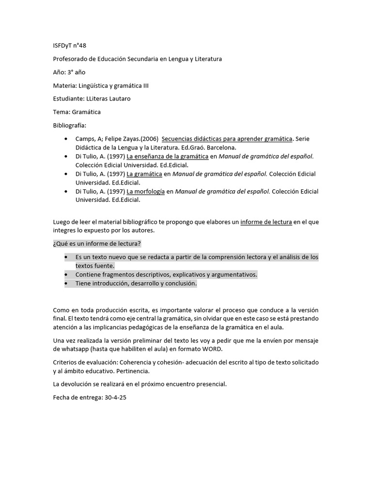 Lingüística - Propuesta Del 24-4-25 Lliteras Lautaro | PDF ...