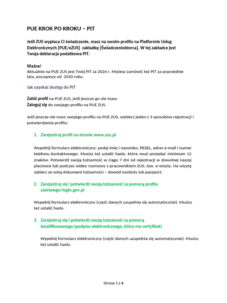 Dostep Do Formularza PIT PDF | PDF