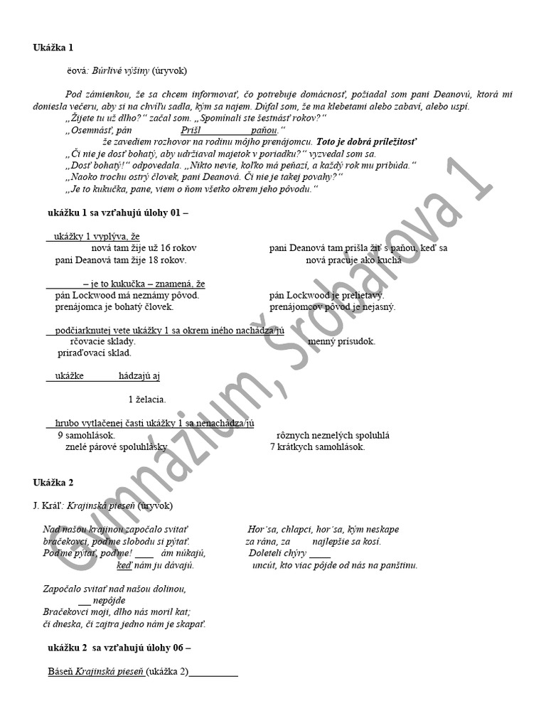 Slovensky Jazyk A Literatura | PDF