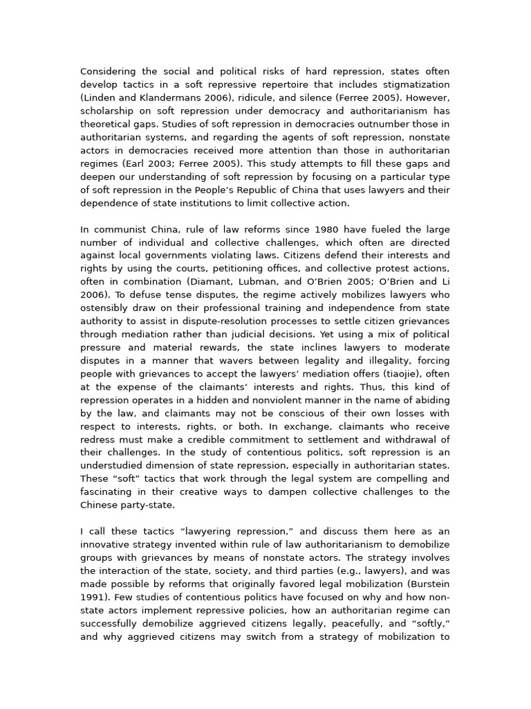 Lawyering Repression in China | PDF | Political Repression | Mediation