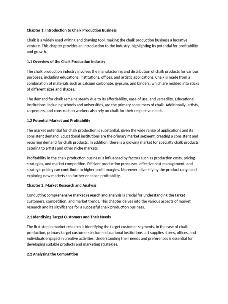 Chalk Production Processe | PDF | Marketing | Pricing