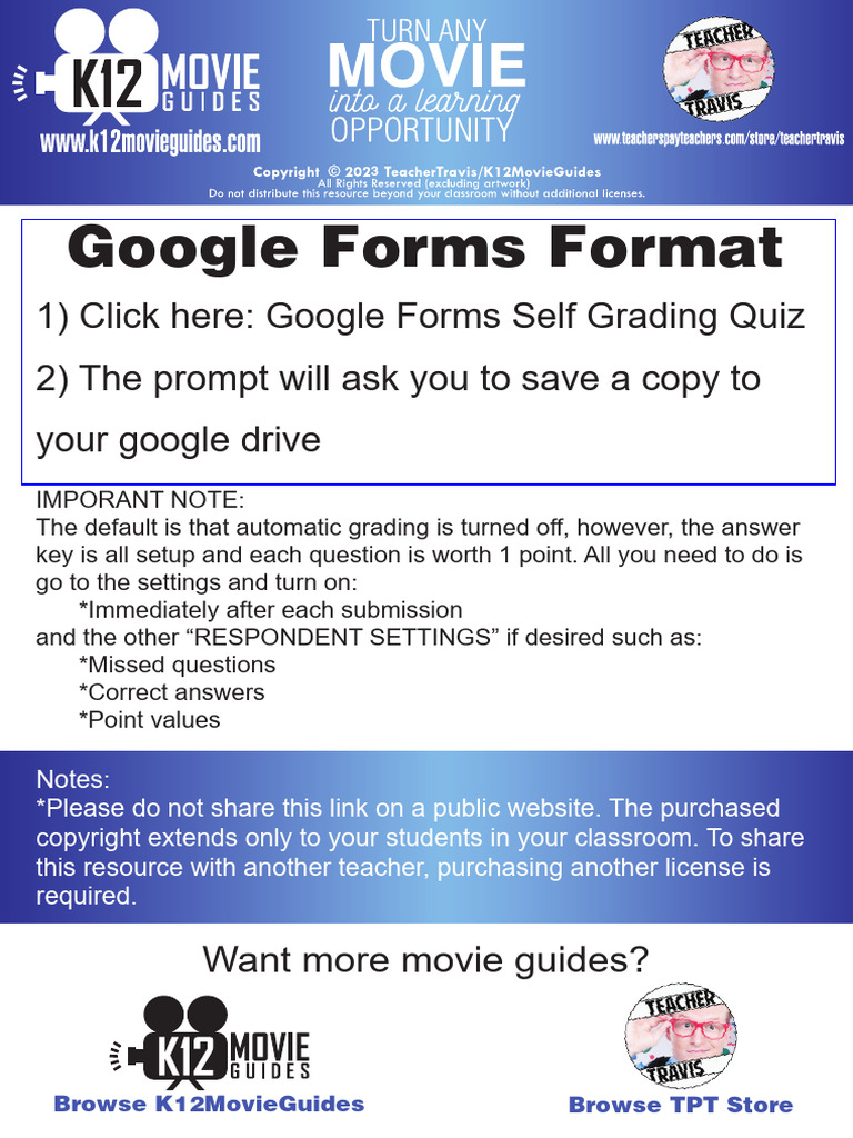 Google Forms Self Grading Quiz Link | PDF