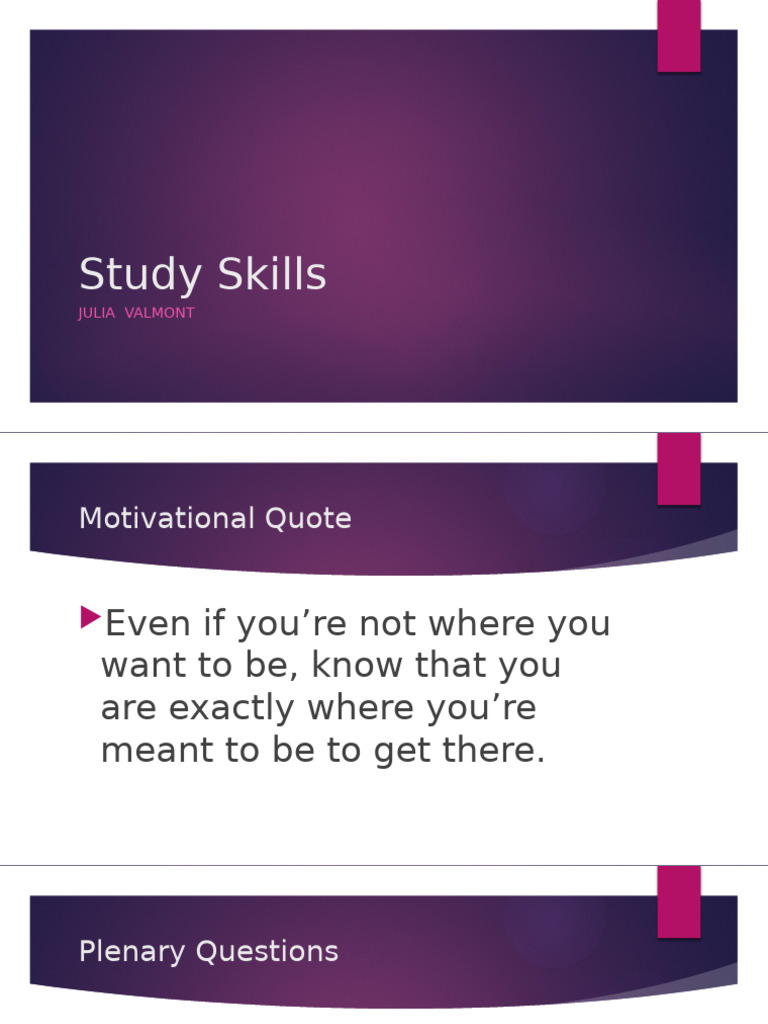 Study Skills Unit 1 | PDF