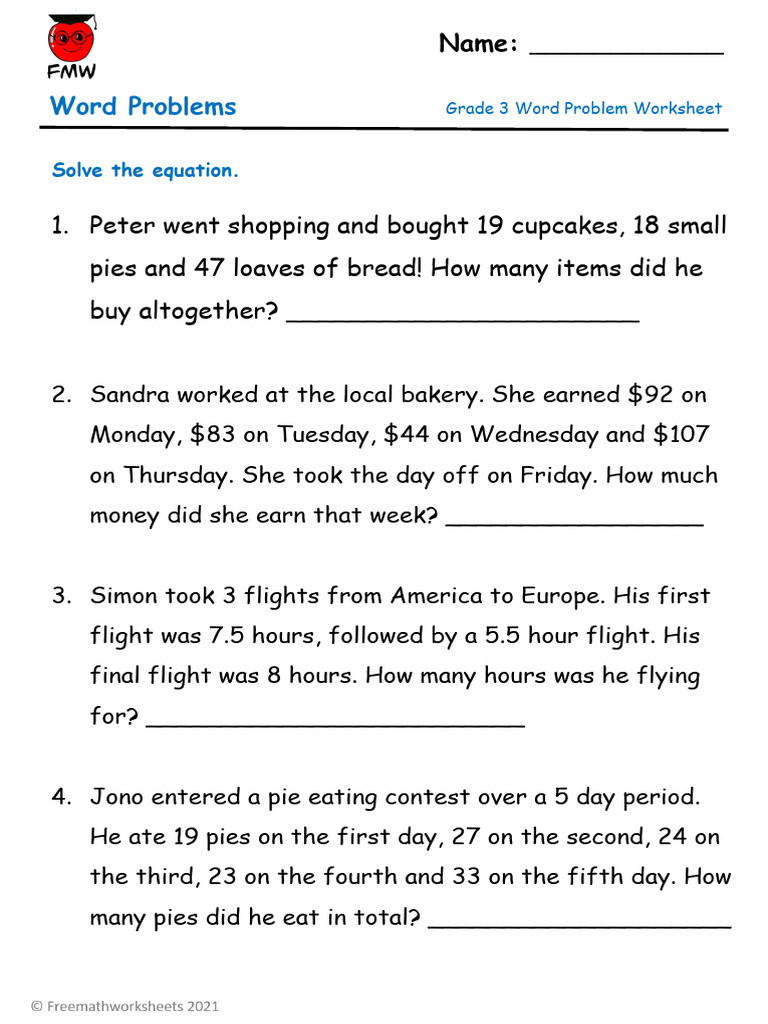 Grade 3 Addition Word Problems | PDF