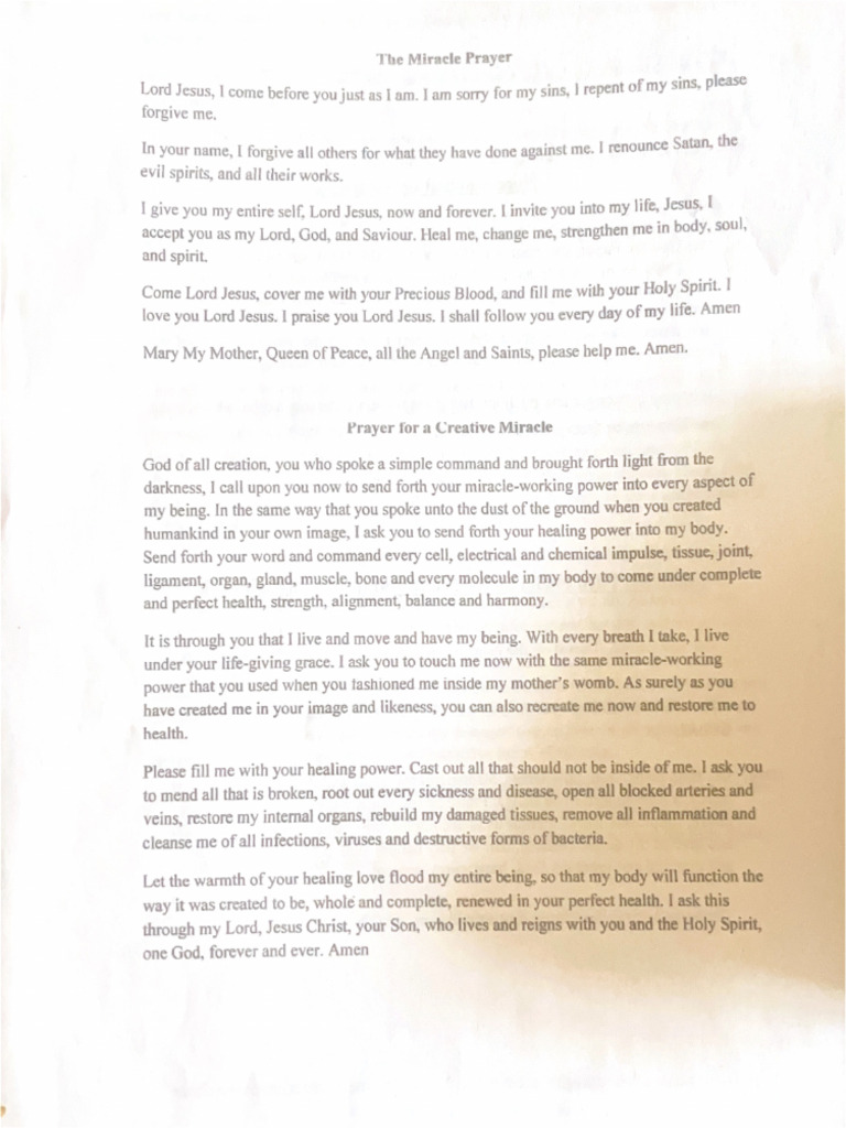 Prayer For A Miracle | PDF
