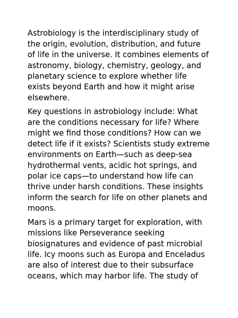 Astrobiology and the Search for Life | PDF