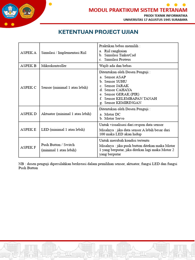 Ujian Dosbim Sistem Tertanam - Rubrik Penilaian & Soal Ujian | PDF
