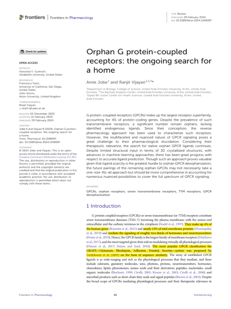 3june-GPCR Recent Review For Deorphanization Methods | PDF | Cell ...