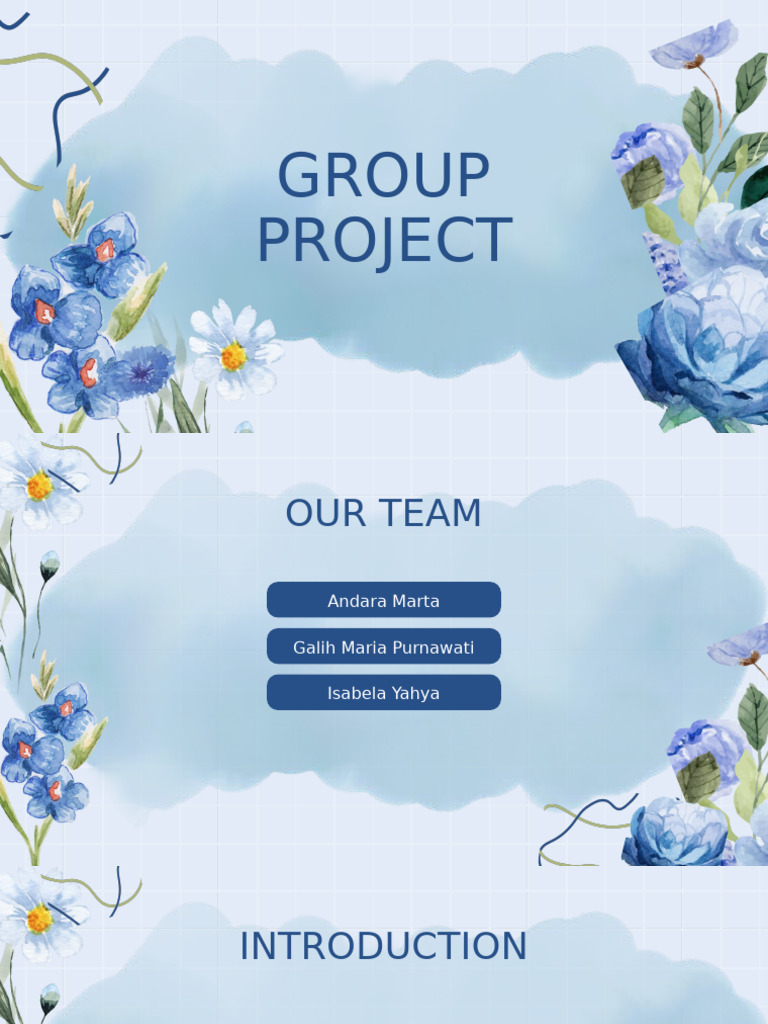 Blue Flower Watercolor Group Project Presentation | PDF
