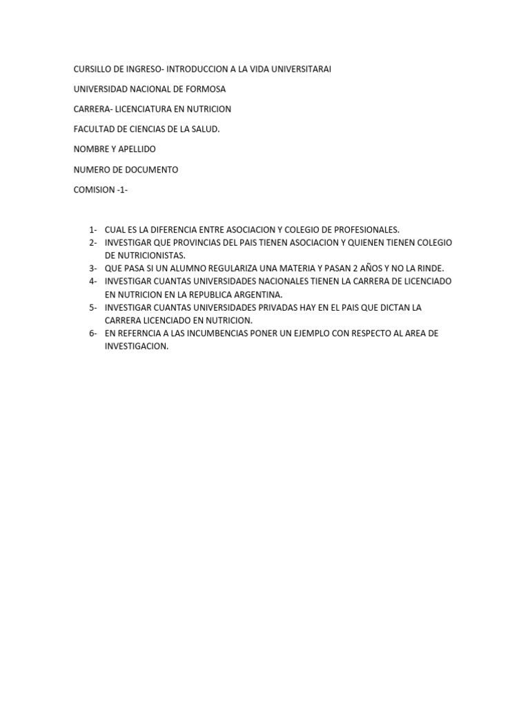 Cursillo de Ingreso 2023 | PDF | Dietético | Educación vocacional