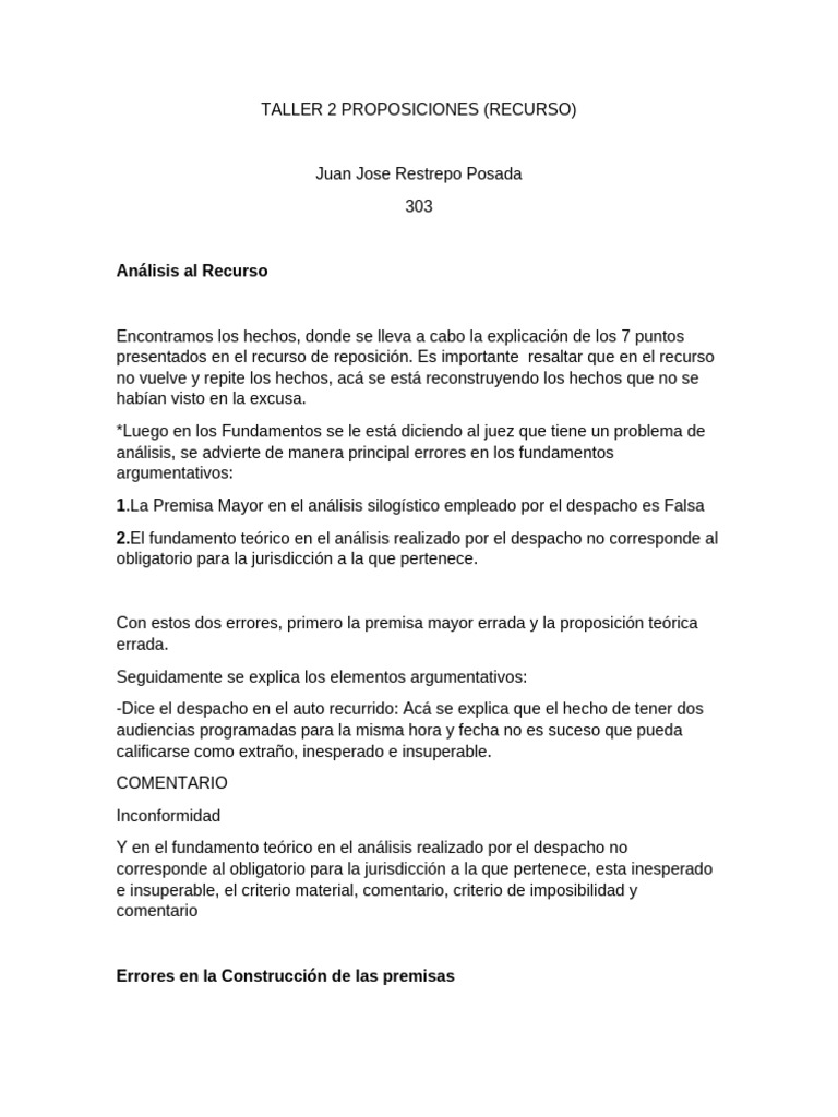 TALLER 2 PROPOSICIONES | PDF | Epistemología | Lógica