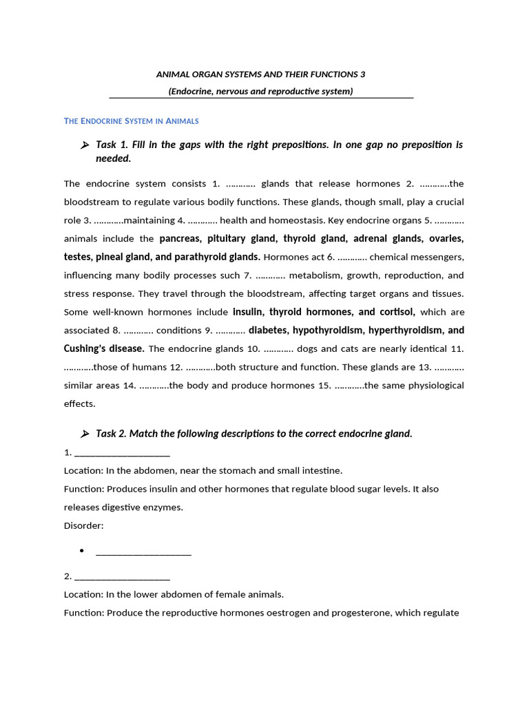 Animal Endocrine, Nervous, Reproductive Systems | PDF | Endocrine ...