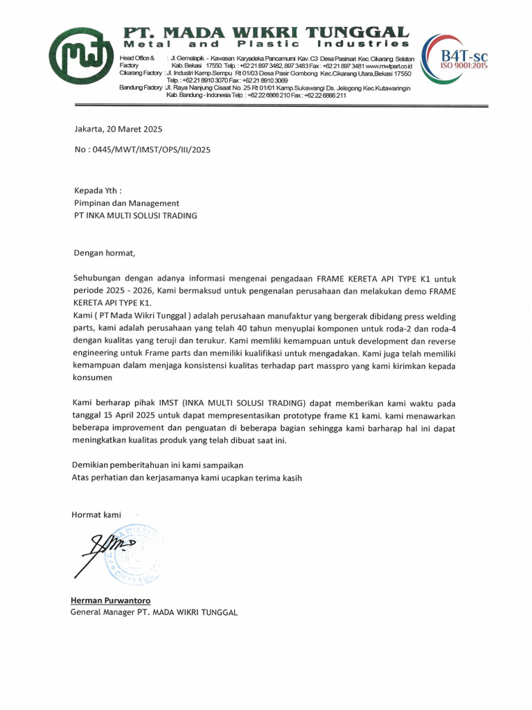 Memo Permohonan Frame K1 2025. | PDF