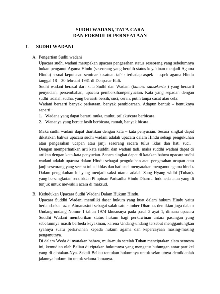 Upacara Sudhi Wadani dalam Hindu | PDF