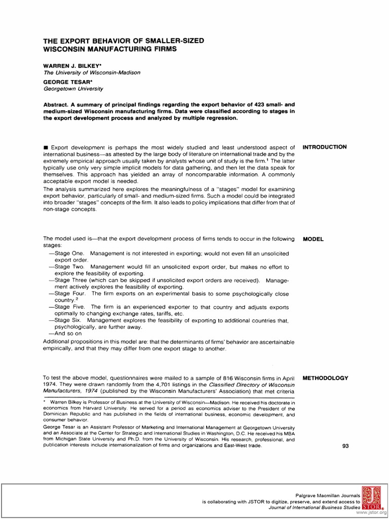 The Export Behavior of Smaller-Sized | PDF | Exports | Sampling ...