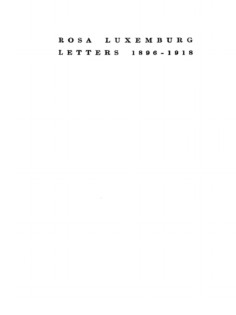 Rosa Luxemburg's Letters (1896-1918) | PDF