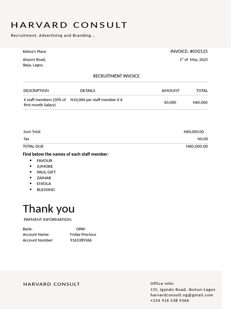 Kelma's Place Invoice 050125 | PDF