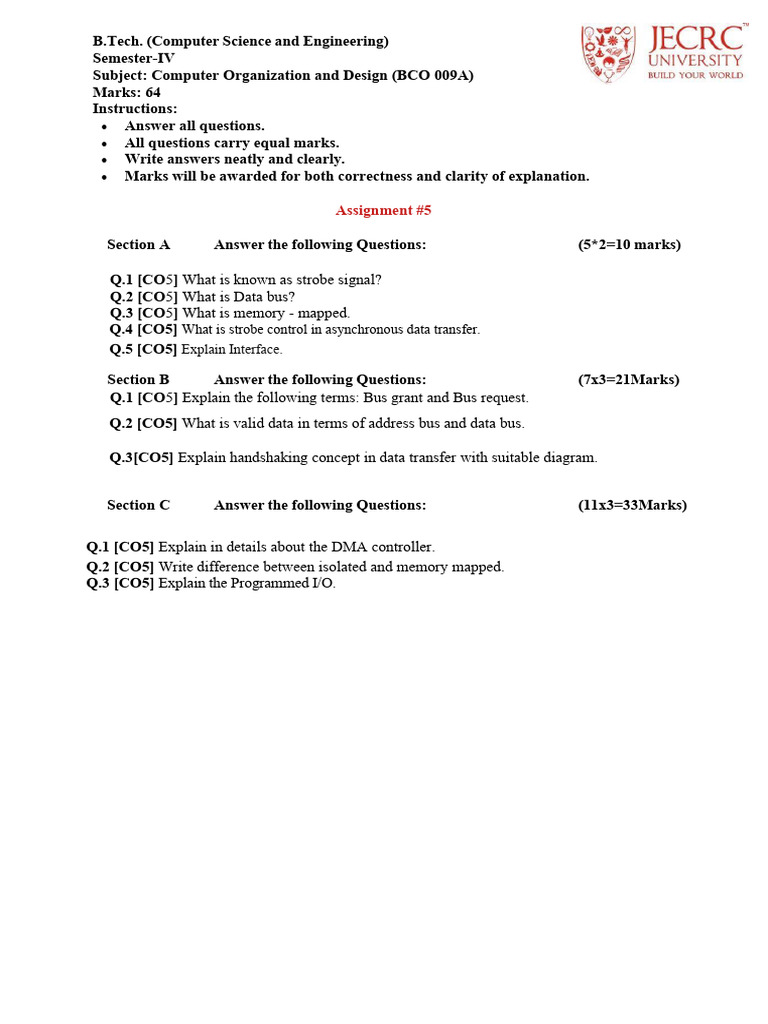 Computer Organization Assignment - B.Tech | PDF