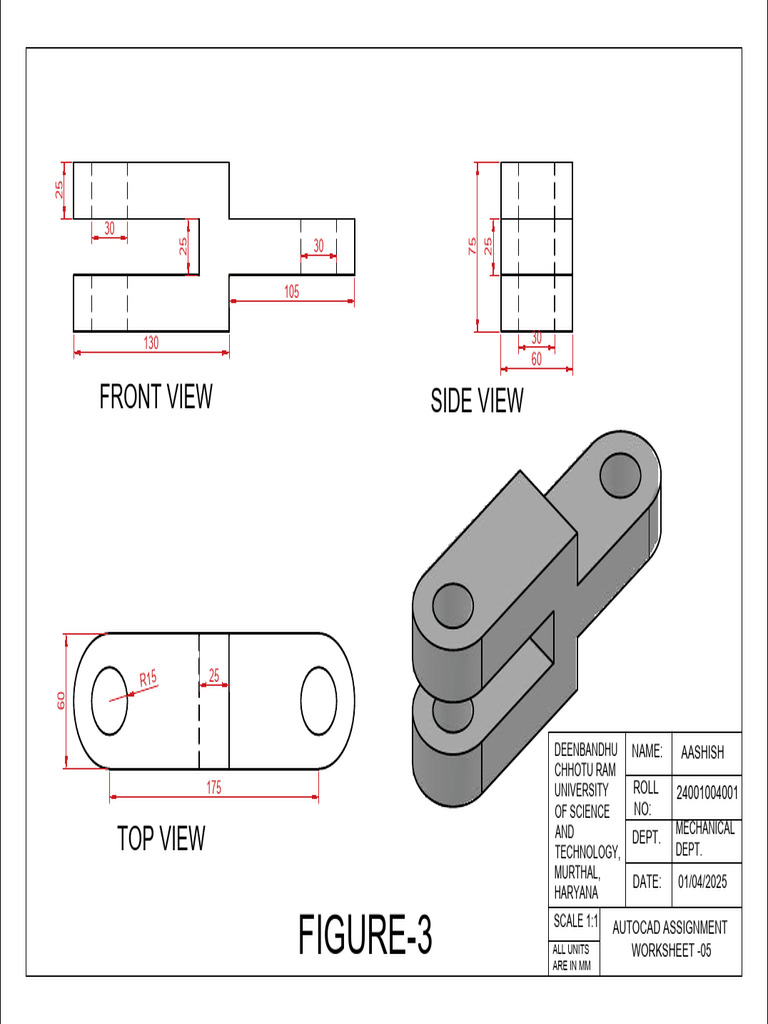 AutoCAD Assignment Worksheet - Mechanical | PDF