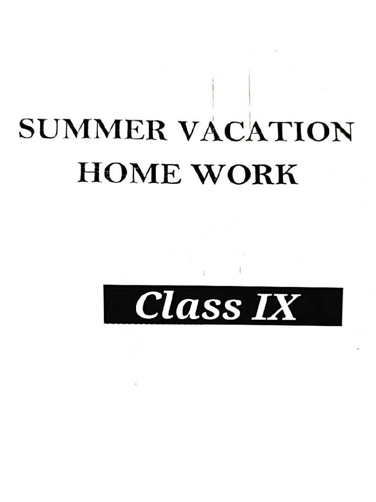 Vacation Homework | PDF