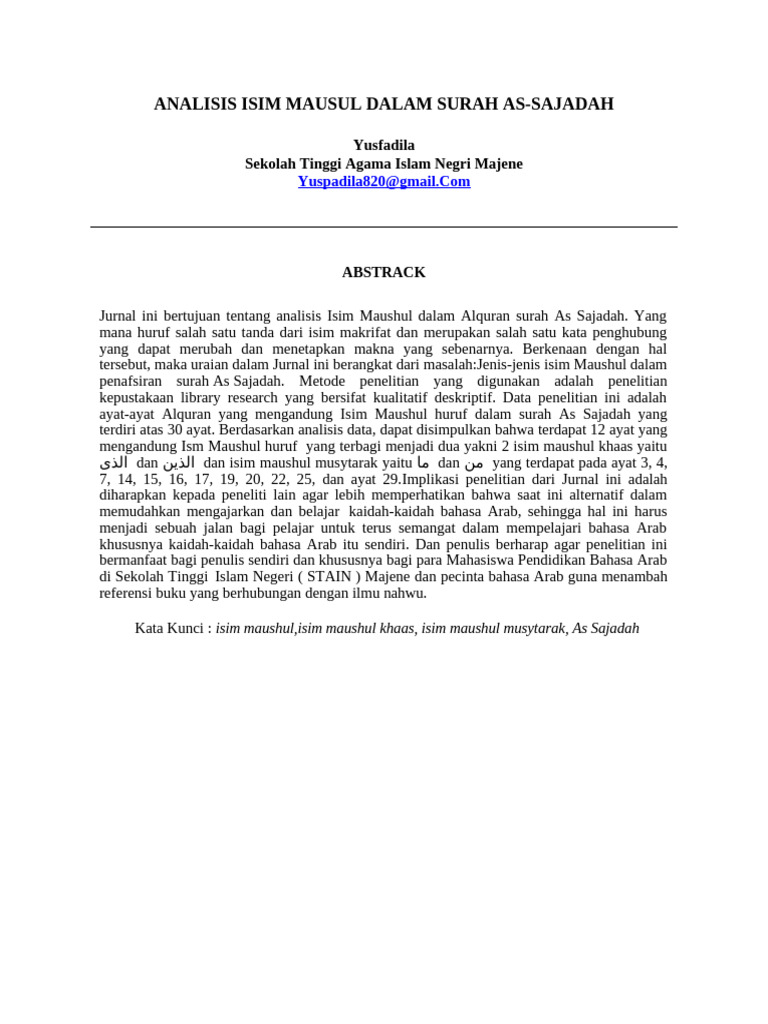 Analisis Isim Mausul Dalam Surah As Sajadah | PDF
