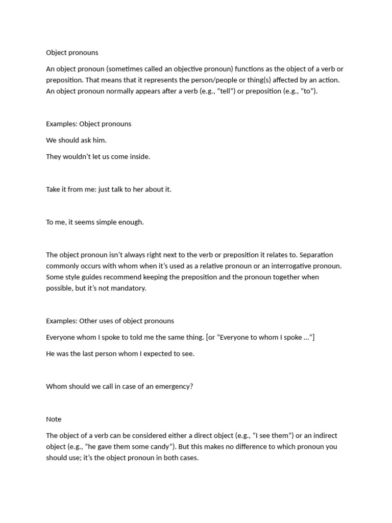 Object Pronouns | PDF