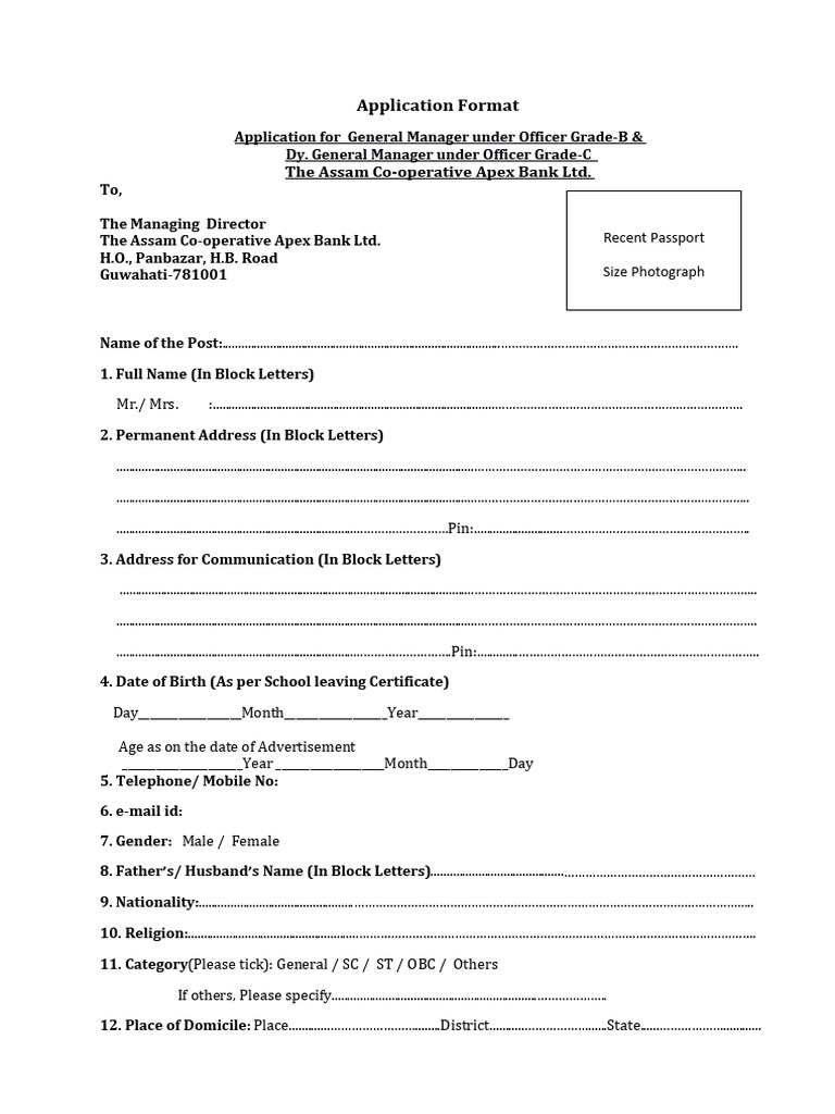 GM DGM Application Form 1 08-01-2025 | PDF