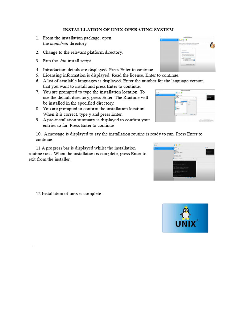 Installlation of Unix Operating System | PDF