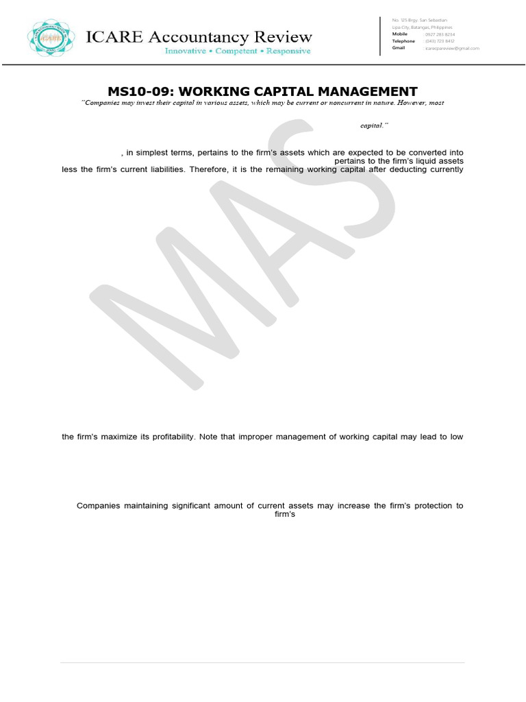 Working Capital Management 2 | PDF | Working Capital | Credit Card