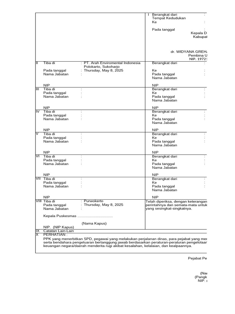 Format SPPD PT. Arah | PDF