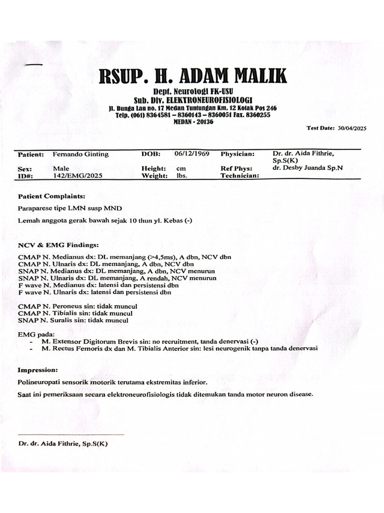EMG Fernando Ginting - Susp MND | PDF