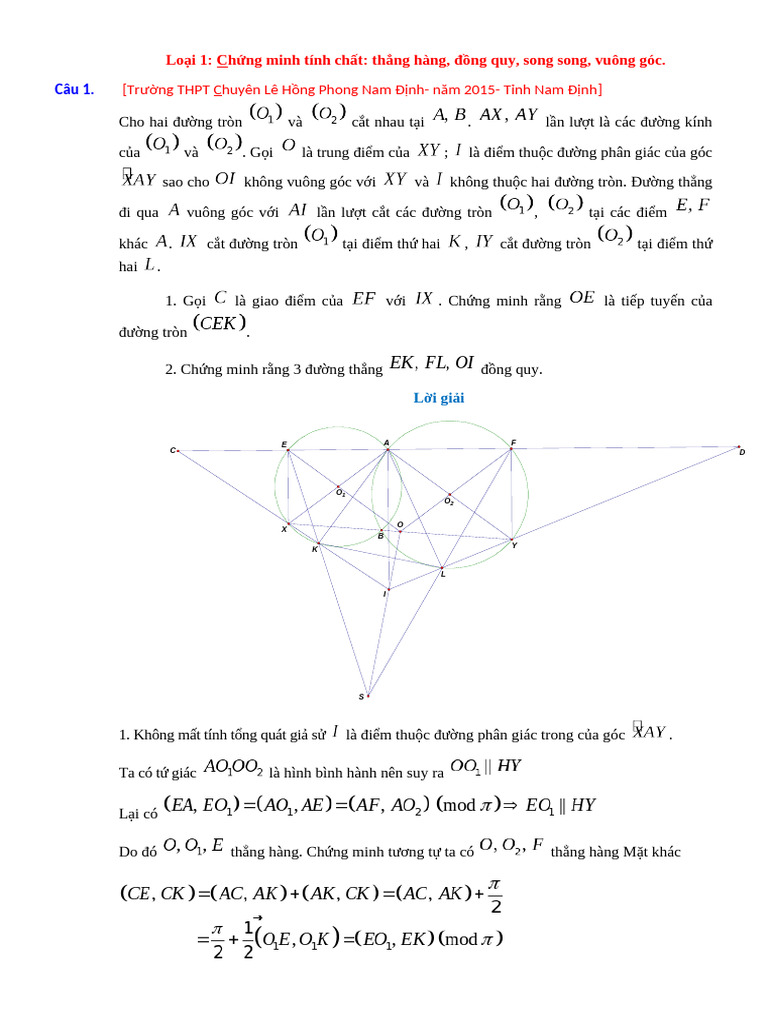 HSG 11-Hình Học Phẳng-Loại 1 | PDF