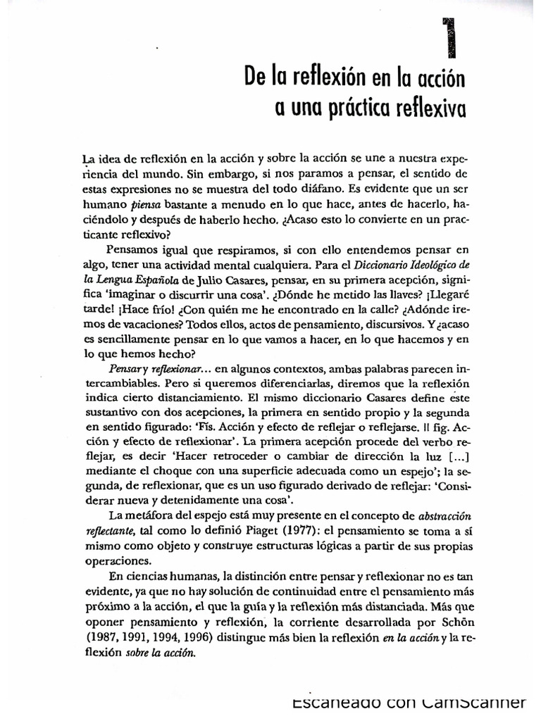 De La Reflexión en Acción A Una Práctica Reflexiva (Perrenoud) | PDF