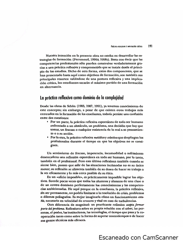 La Práctica Reflexiva Como Dominio de La Complejidad (Perrenoud) | PDF