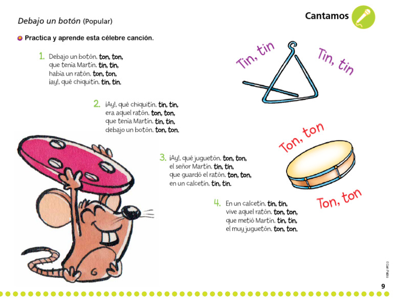 Canción Infantil: Debajo un Botón | PDF