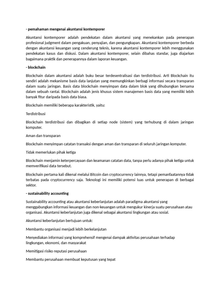 kisi kisi akuntansi kontemporer | PDF