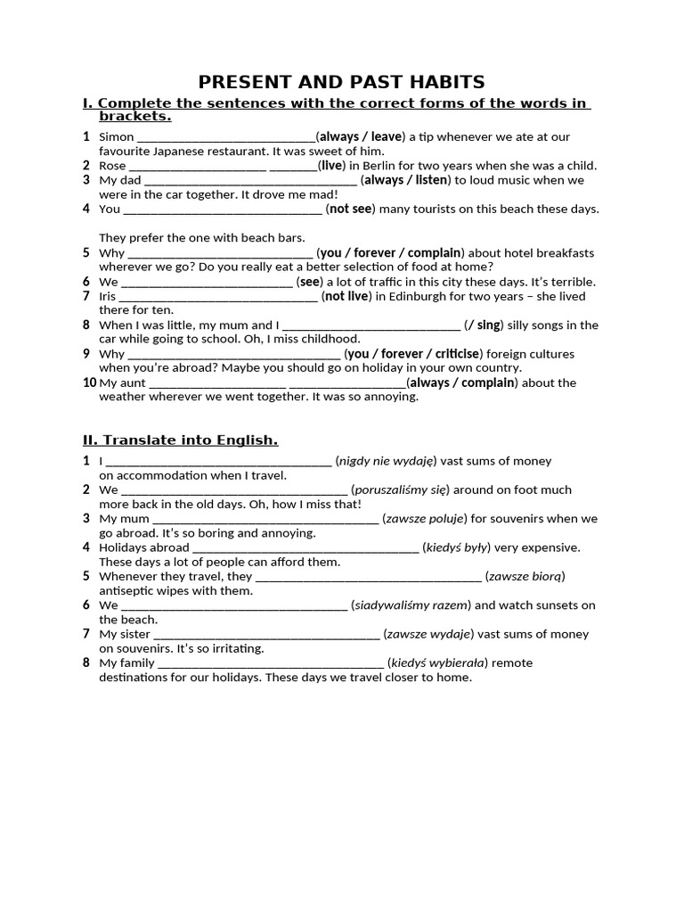 Present and Past Habits | PDF