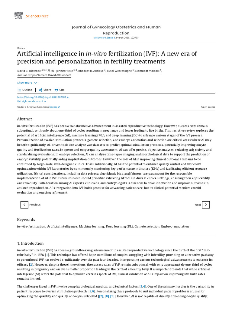 Artificial Intelligence in In-Vitro Fertilization (IVF) - A New Era of ...