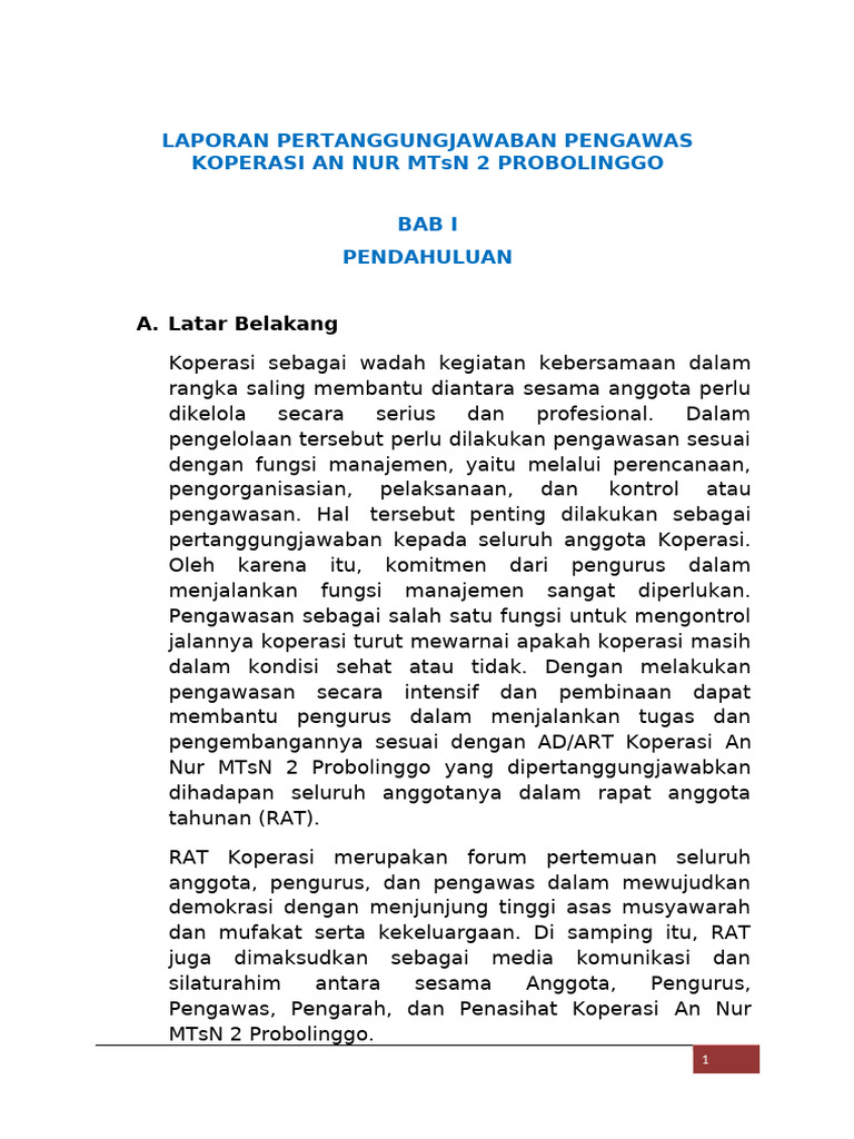 Laporan Pengawas Koperasi Tahun Buku 2024-2025 | PDF