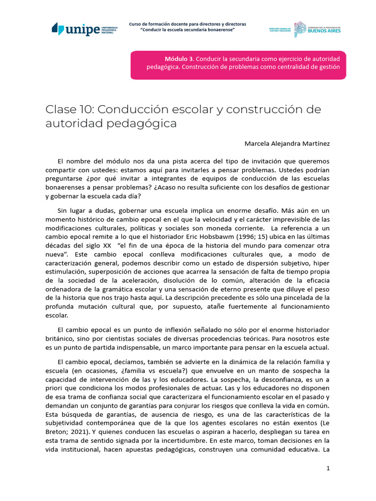 Módulo 3. Clase10 - Martínez | PDF | Enseñando | Escuelas