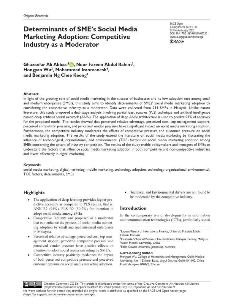 Determinants of SMEs Social Media Marketing Adopt | PDF | Small And ...