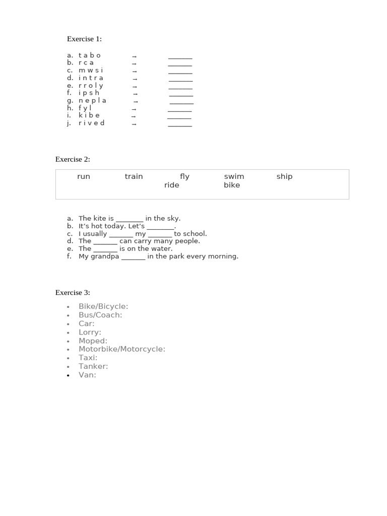 0a2 Homework Lesson 9 Transportation | PDF