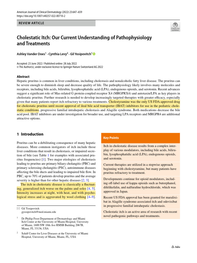 Cholestatic Itch: Pathophysiology & Treatments | PDF | Gastroenterology ...