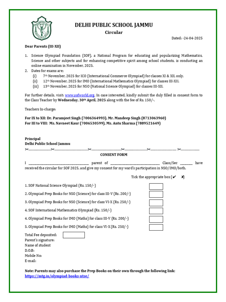 Circular-SOF 2025 Exam | PDF