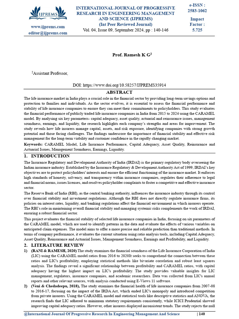 Life Insurance Performance Analysis Using CARAMEL | PDF | Insurance ...