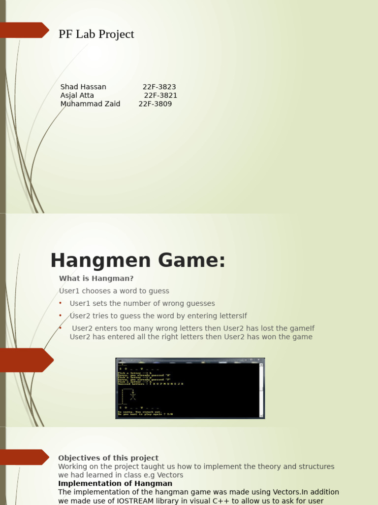 Hangman Game Implementation in C++ | PDF