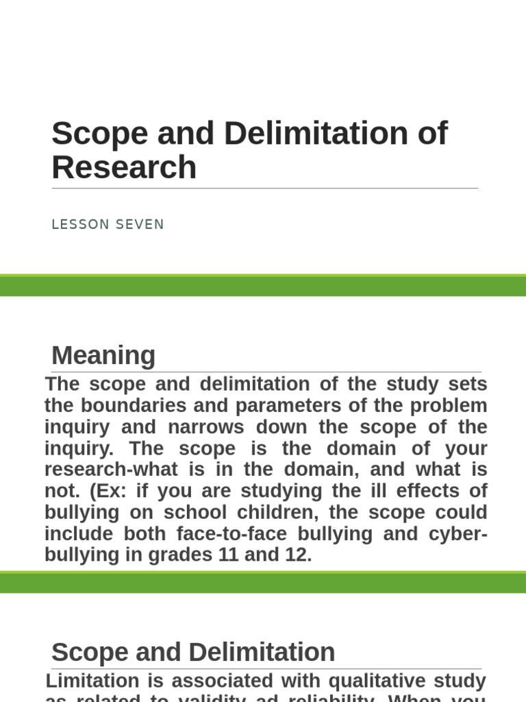 L7 Scope and Delimitation of Research | PDF