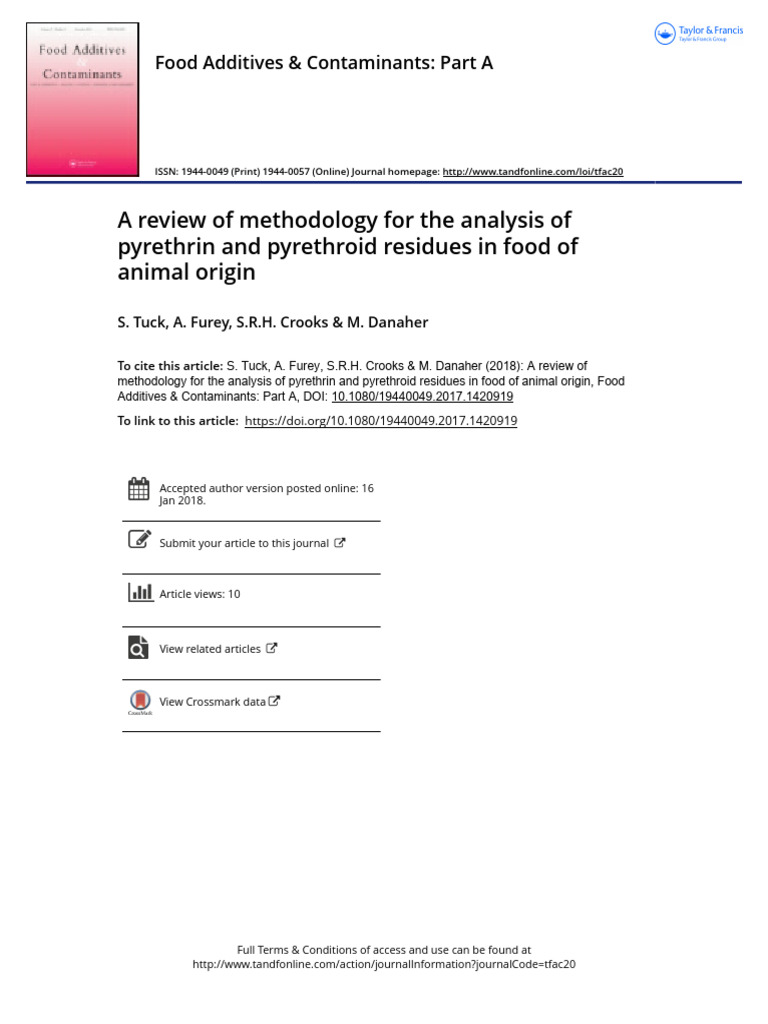 A review of methodology for the analysis of pyrethrin and pyrethroid residues in food of animal ...