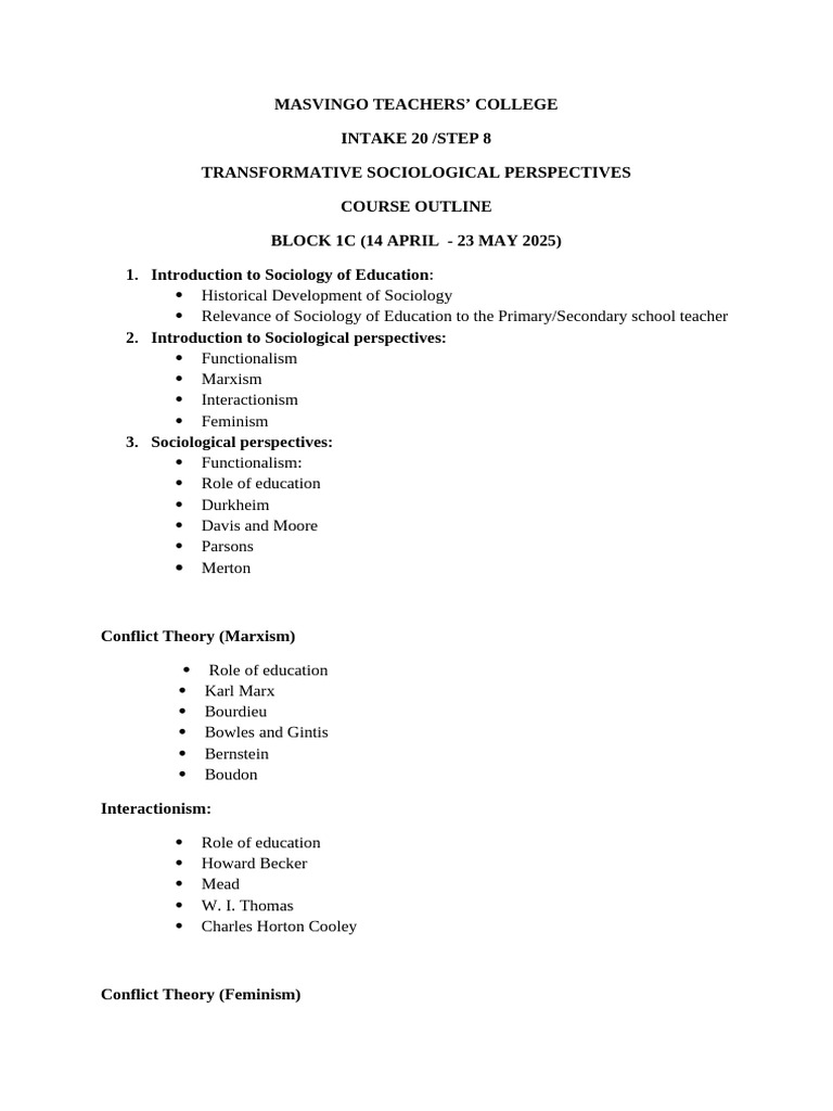 Course Outline (Sociology) | PDF | Sociology | Marxism